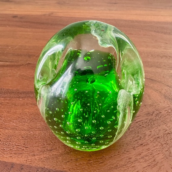 Other | Vintage Art Glass Paperweight Oval Shape With 3 Holes ...